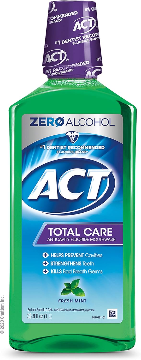 ACT Total Care Anticavity Fluoride Mouthwash Fresh Mint, 33.8-Ounce ...