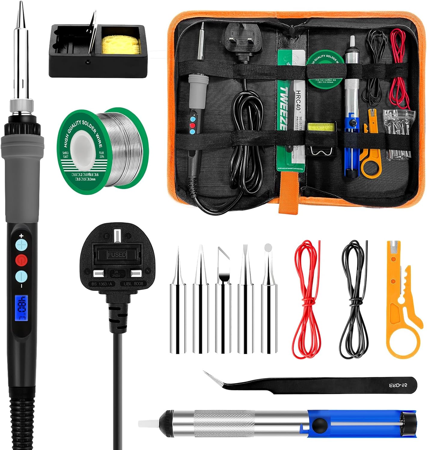 Soldering Iron Kit 90W LCD Adjustable Temperature 180-480°C, 16 in 1 ...