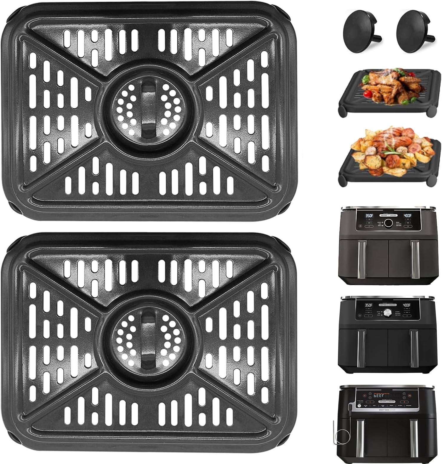 Amazon.com: 2 Pieces Air Fryer Grill Pan for Ninja Foodi DZ401 DZ550 ...