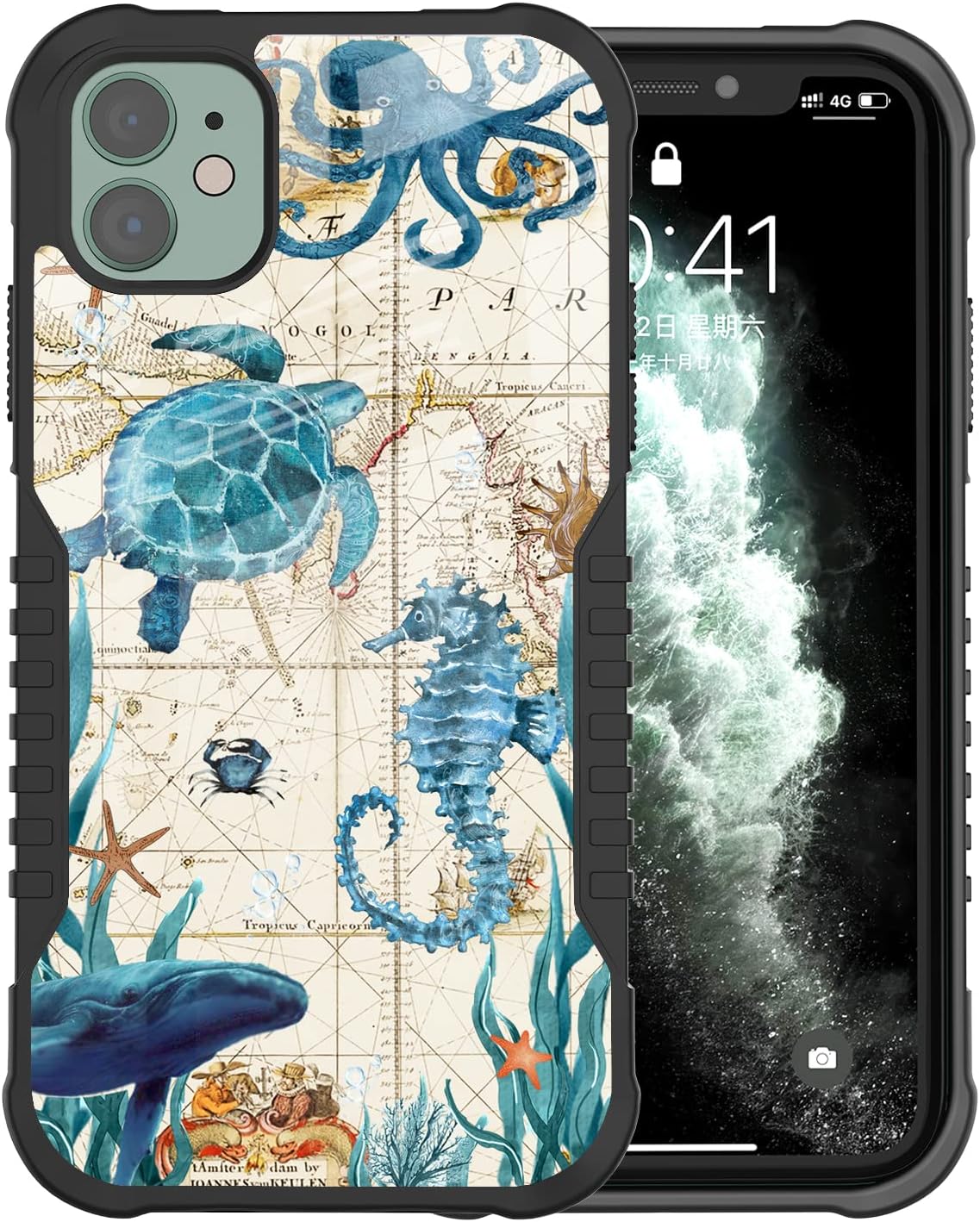 Amazon.com: iPhone 11 Pro Max Baby Green Sea Turtles Case Blue Ocean ...