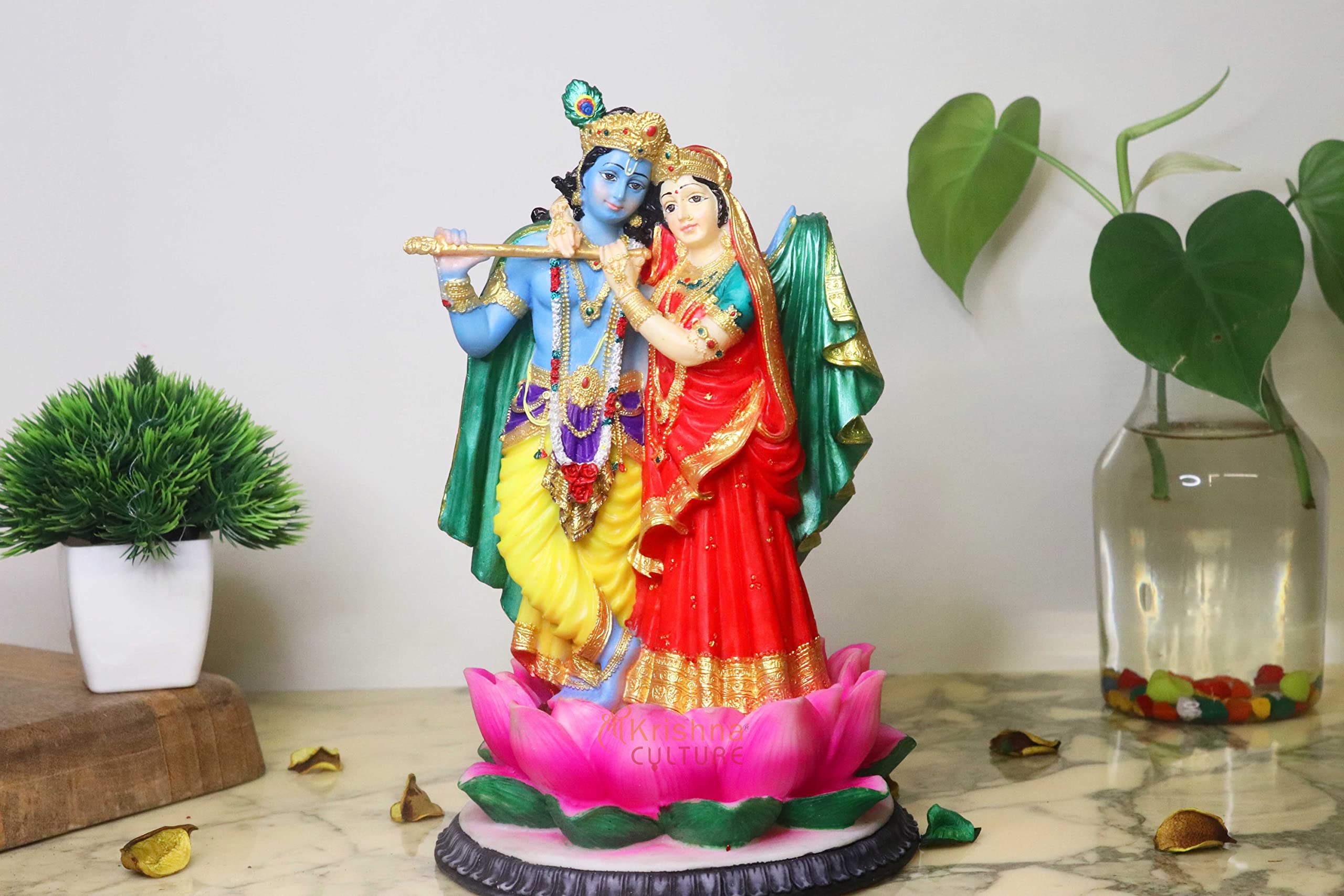 Buy SrI Krishna CULTURE®-New Big Standing Radha Krishna Idol on Lotus ...