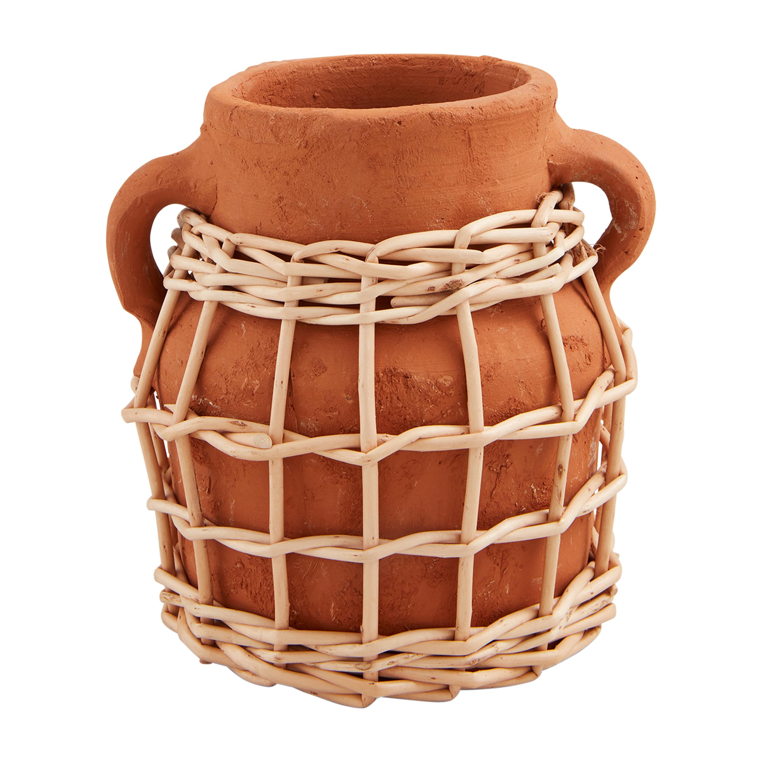 Amazon.com: Mud Pie Small Terracotta Rattan Vase; 5 1/2" x 4 3/4" Dia ...