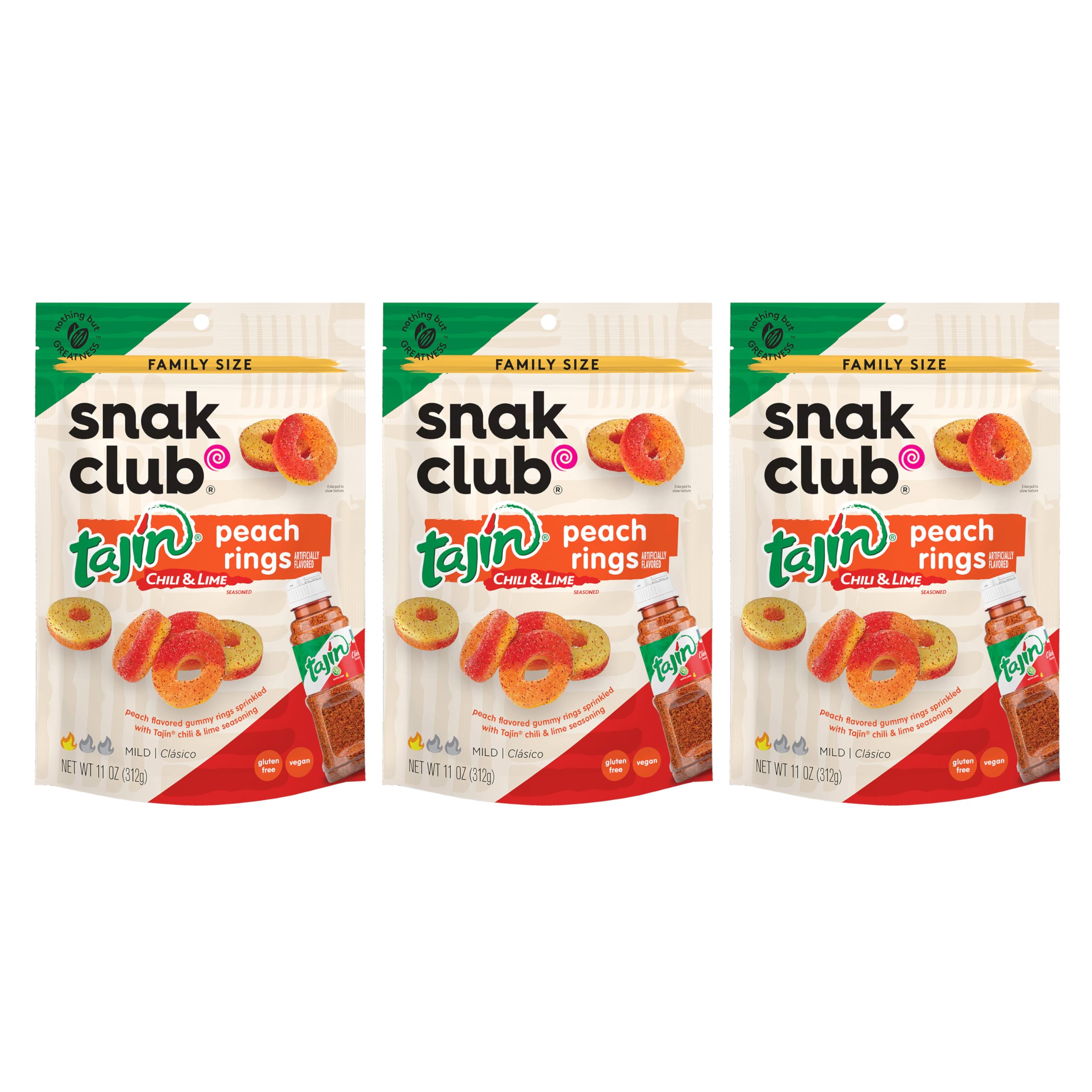Amazon.com: Snak Club Tajin Peach Rings Gummy Candy, Fruit Candy ...