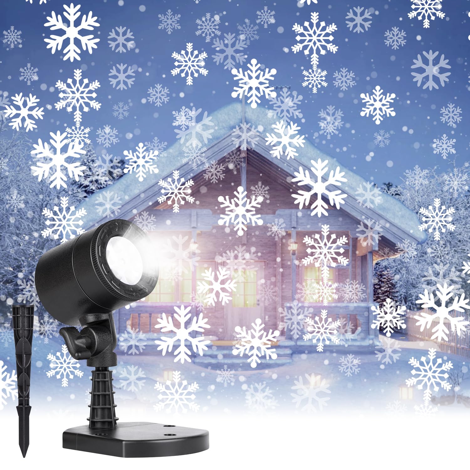 Amazon.com: Christmas Snowflake Projector Lights Outdoor LED Snowfall ...
