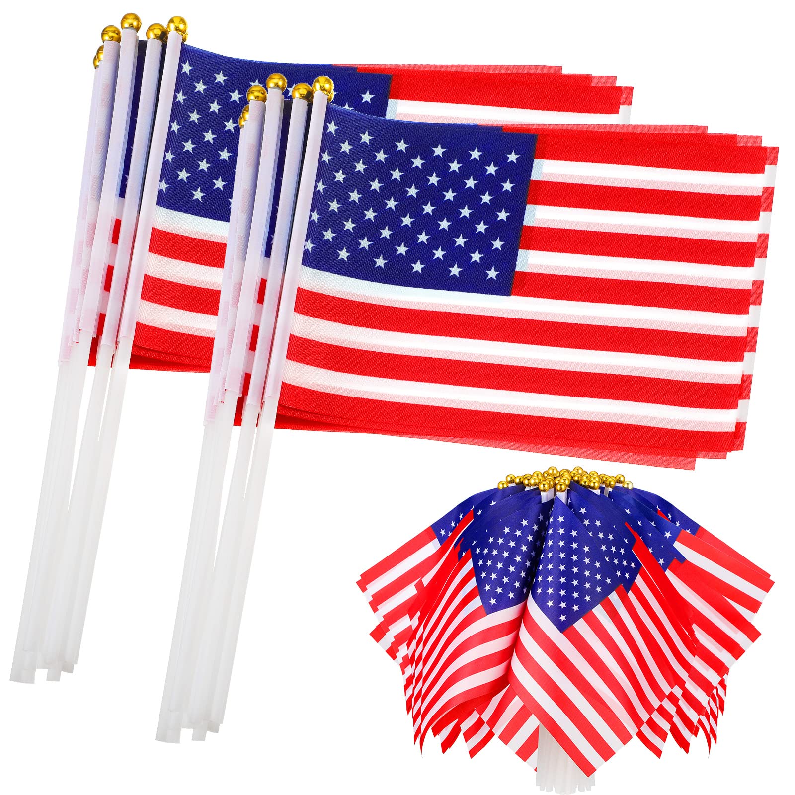 Amazon.com: 300 banderas americanas pequeñas en palo de plástico del 4 ...