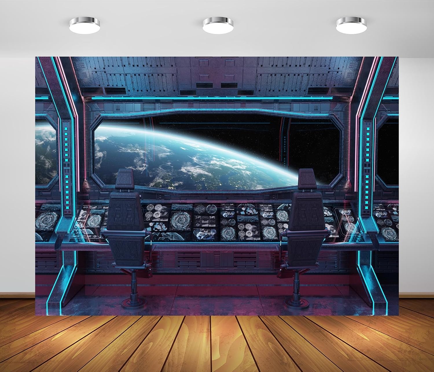 Amazon.com : BELECO 8x6ft Fabric Spaceship Cockpit Interior Backdrop ...