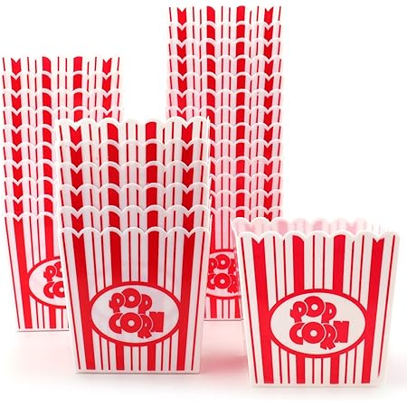 Tebery 30 Pack Plastic Open-Top Popcorn Boxes Reusable Popcorn ...