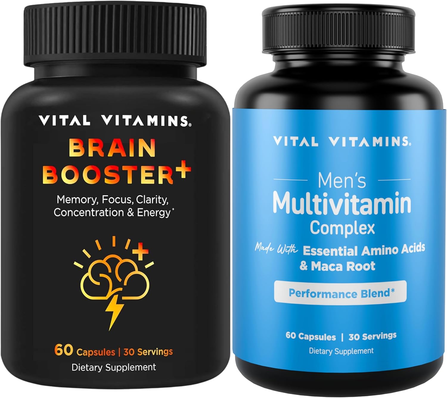 Amazon.com: Vital Vitamins Brain Booster Plus + Men's Multivitamins ...