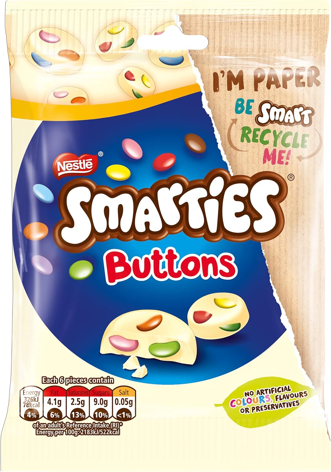 Smarties Buttons White Chocolate Sharing Pouch, 85g : Amazon.co.uk: Grocery