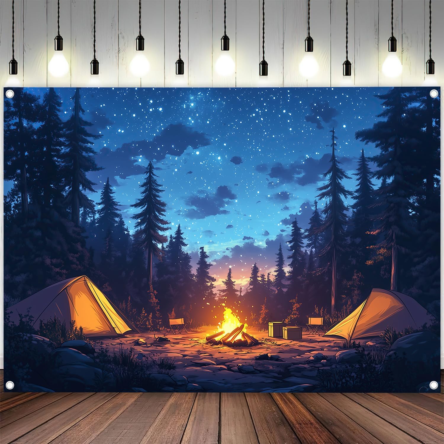 Amazon.com : Forest Scene Backdrop 10 x 8 ft Camping Theme Campfire ...