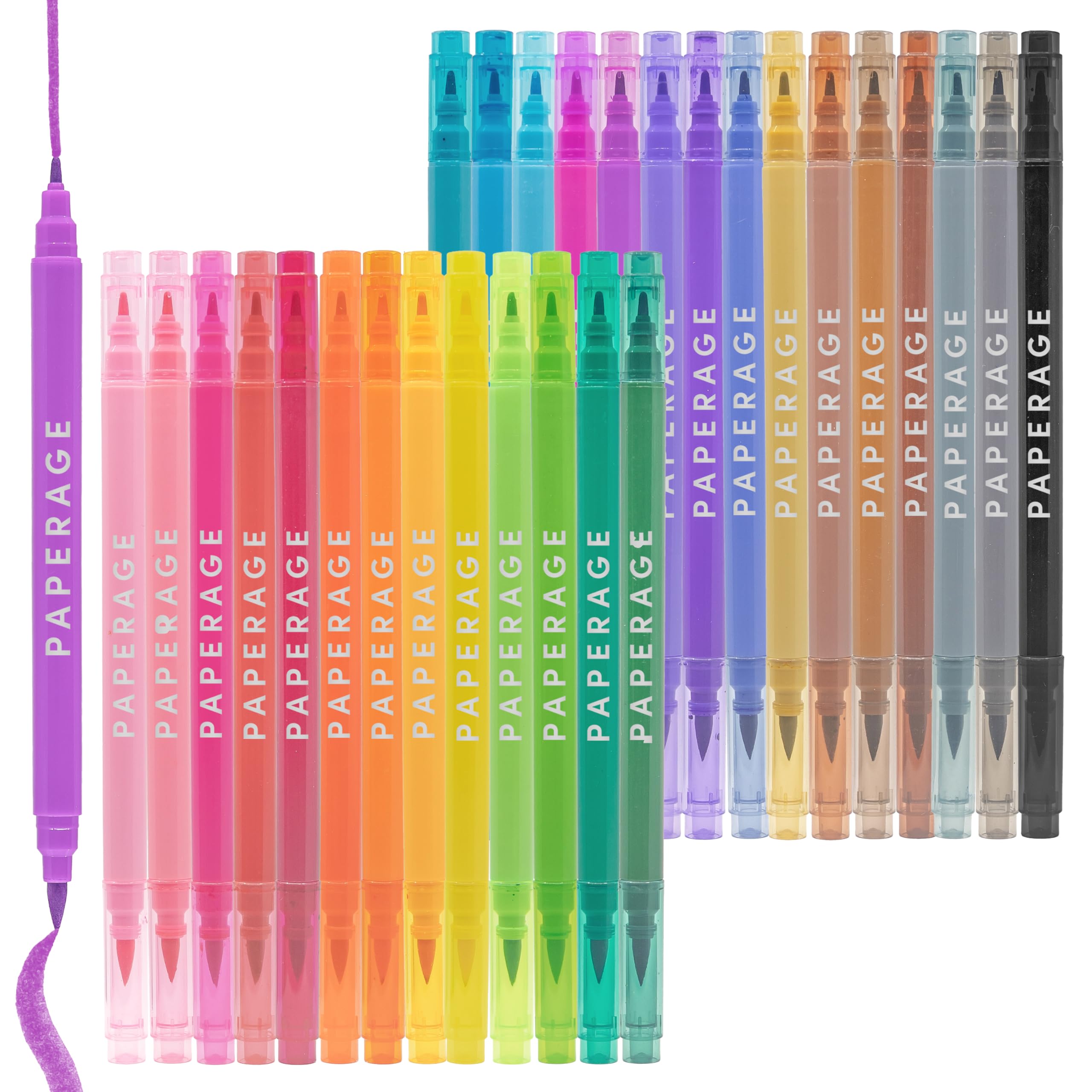 Snapklik.com : Dual Tip Brush Pen Markers, 28 Pack, Flexible Brush ...