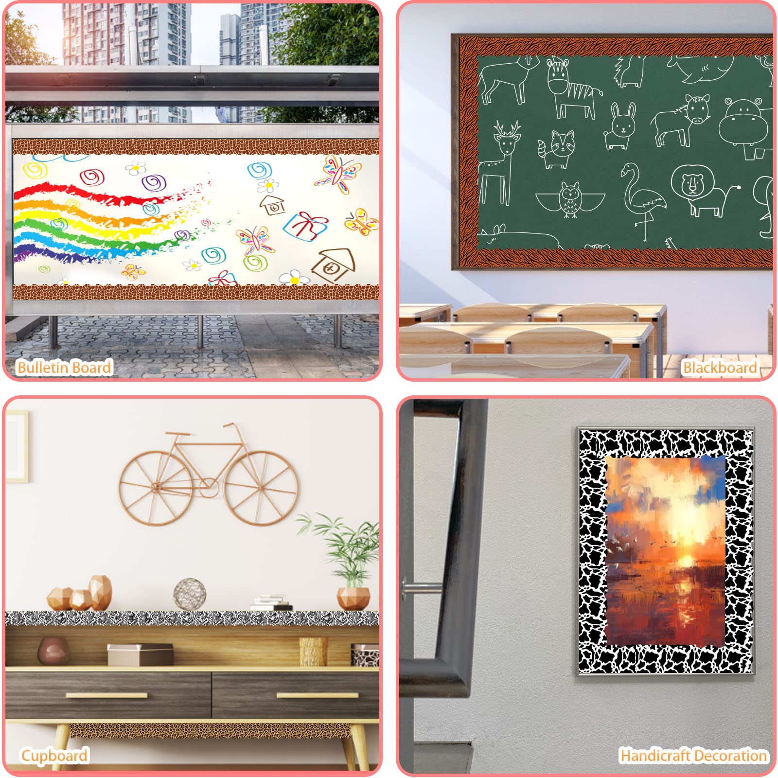 Snapklik.com : 60 Pcs Animal Print Bulletin Board Border Safari Jungle ...