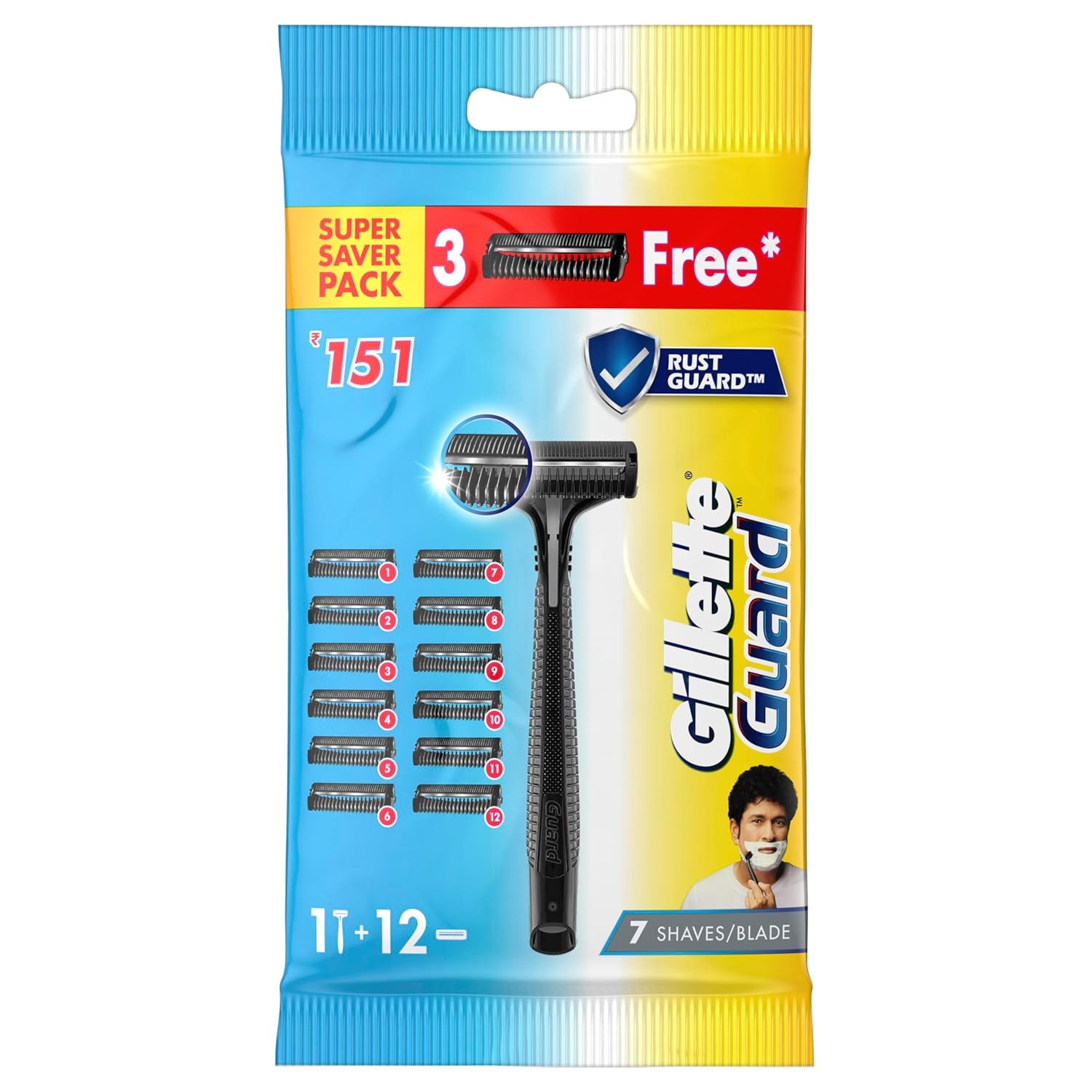 Gillette Guard Shaving Razor for Men (1 Razor with 12 blades) | Super ...