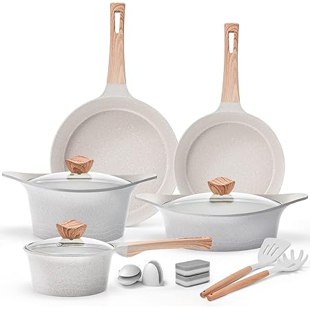 RIOVARM Induktion Topf und Pfannenset mit Deckel Granit Antihaft ...