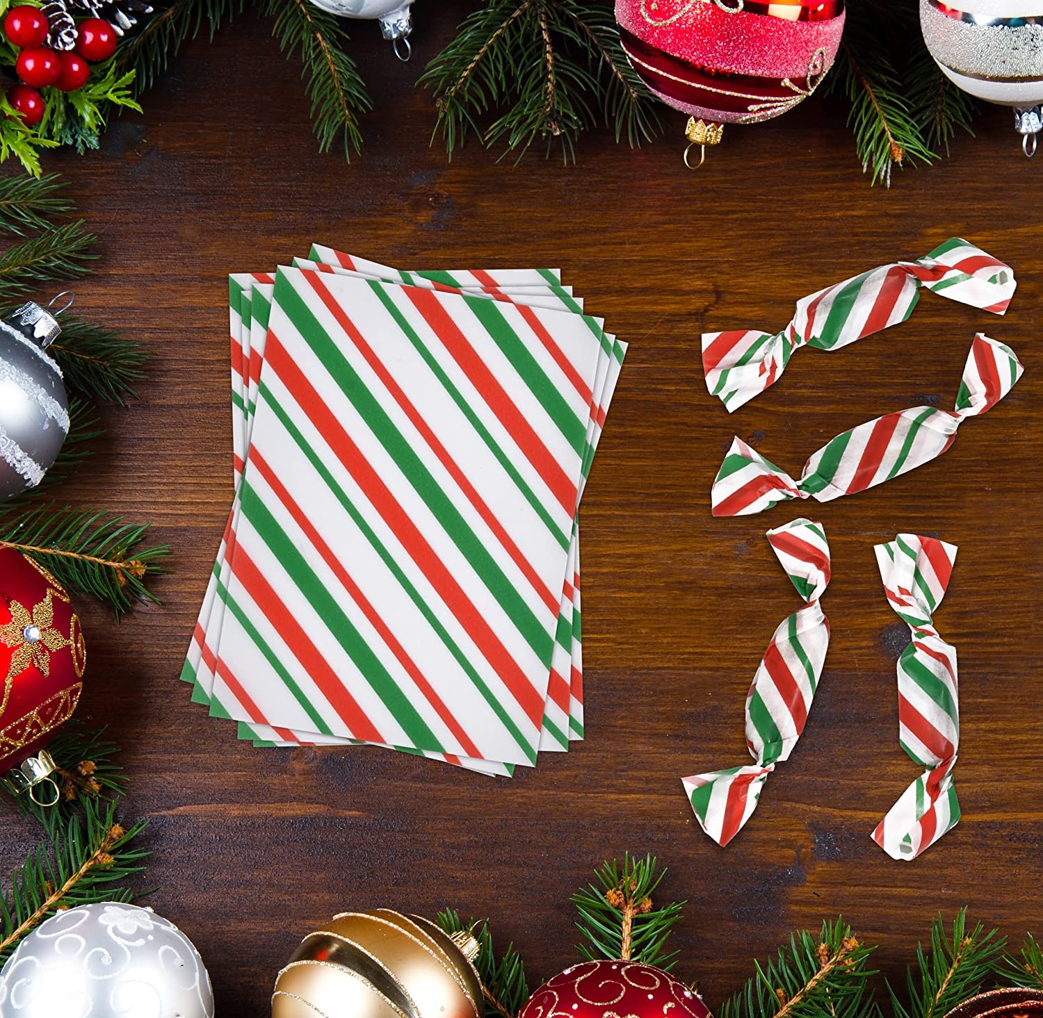 Envoltorios De Caramelos Navideños Con Diseño De Chevron Decoración