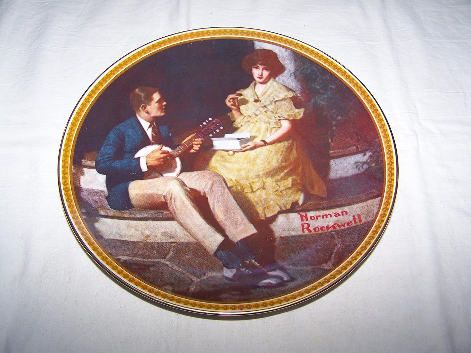 Amazon.co.jp: Knowles Pondering on the Porch Norman Rockwell plate from ...