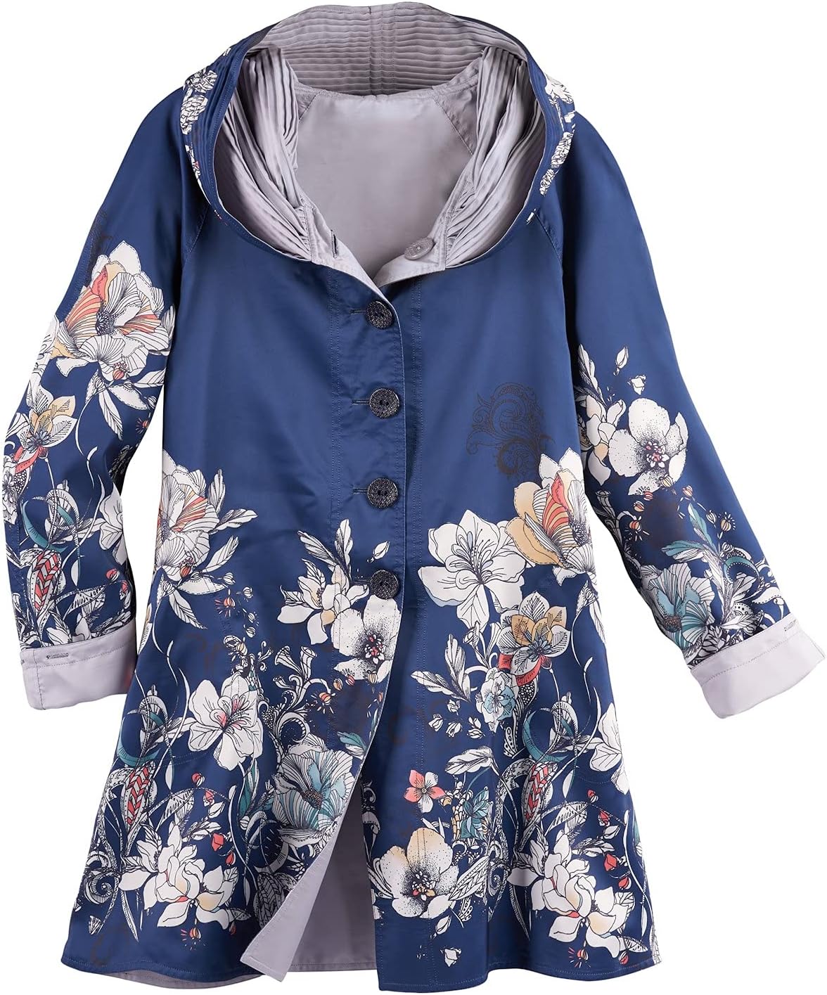 Amazon.com: LINDI Women's Wildflower Reversible Raincoat Rain Jacket ...