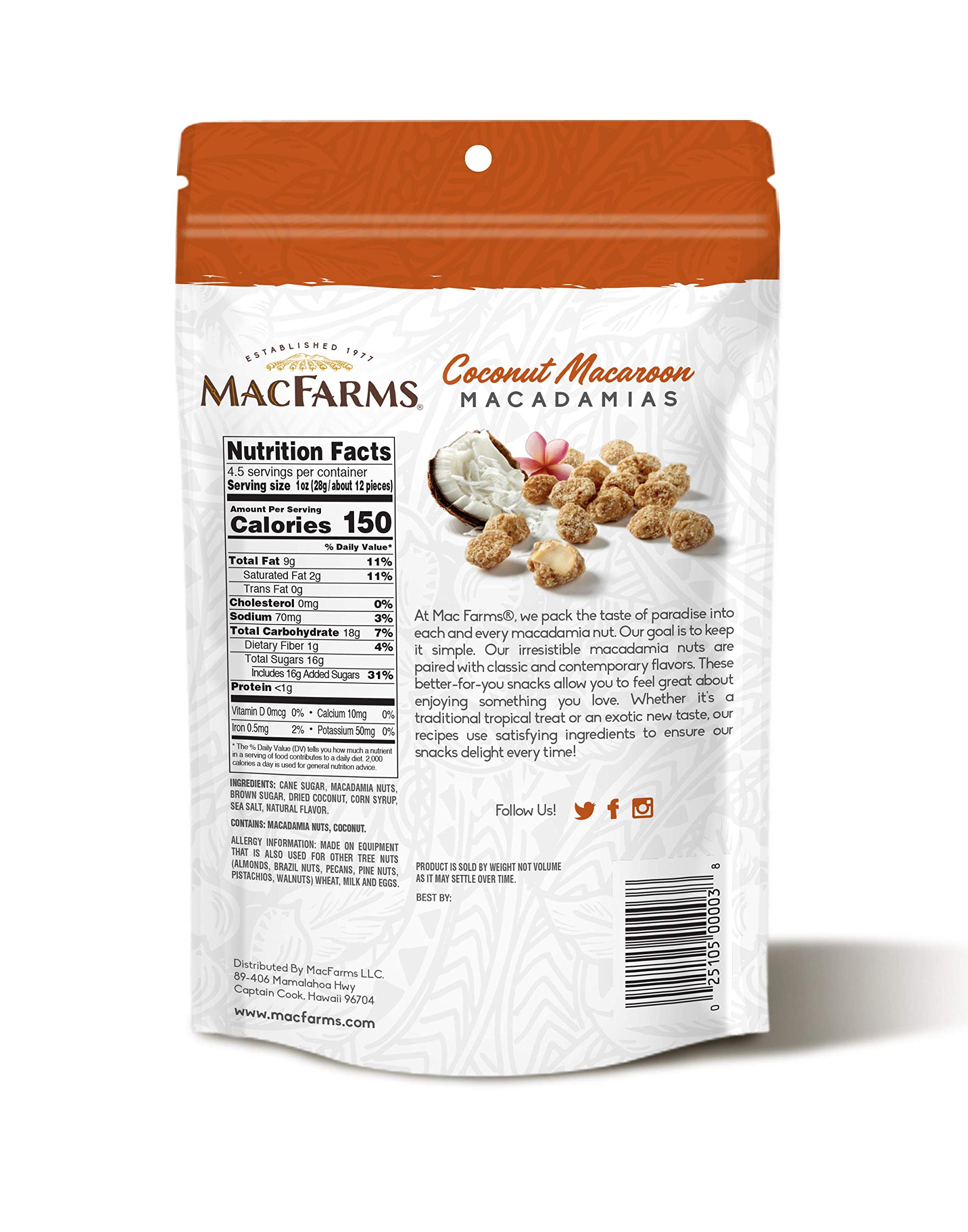 Snapklik.com : MacFarms Coconut Macaroon Macadamia Nuts, 4.5 OZ
