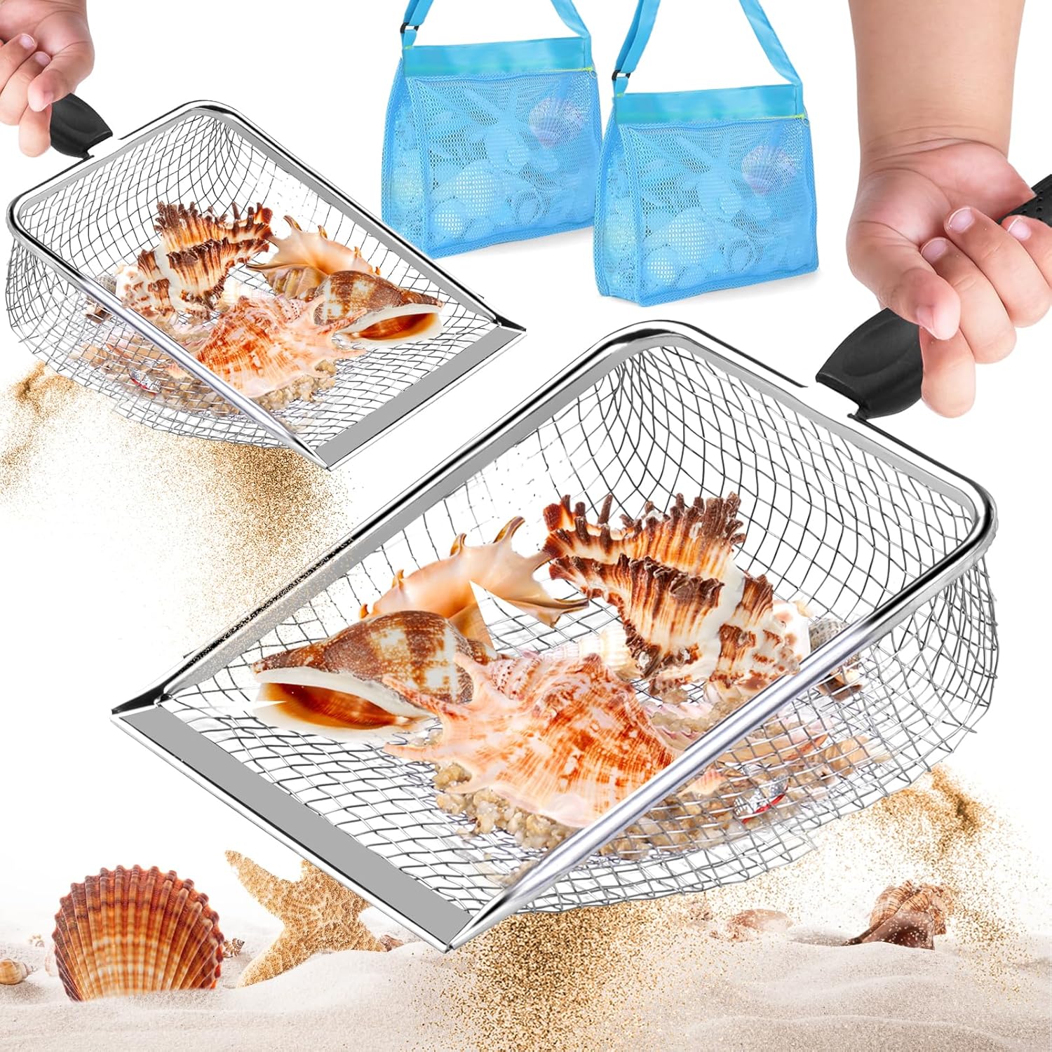 Amazon.com: Cadeya 2 Pcs Large Beach Mesh Shovel with Mesh Beach Bag ...