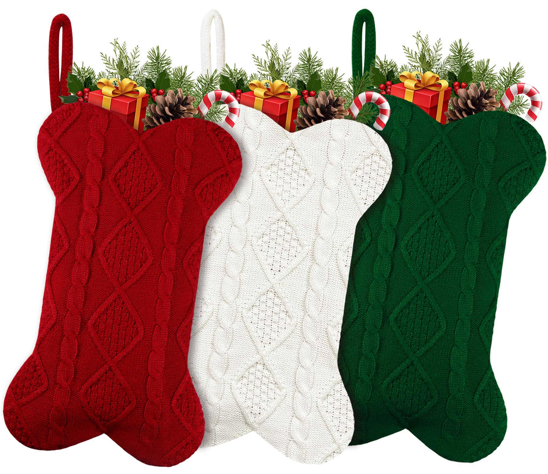 Amazon.com: GOYOSWA 3 Pack Dog Christmas Stocking, 18 Inch Large Double ...