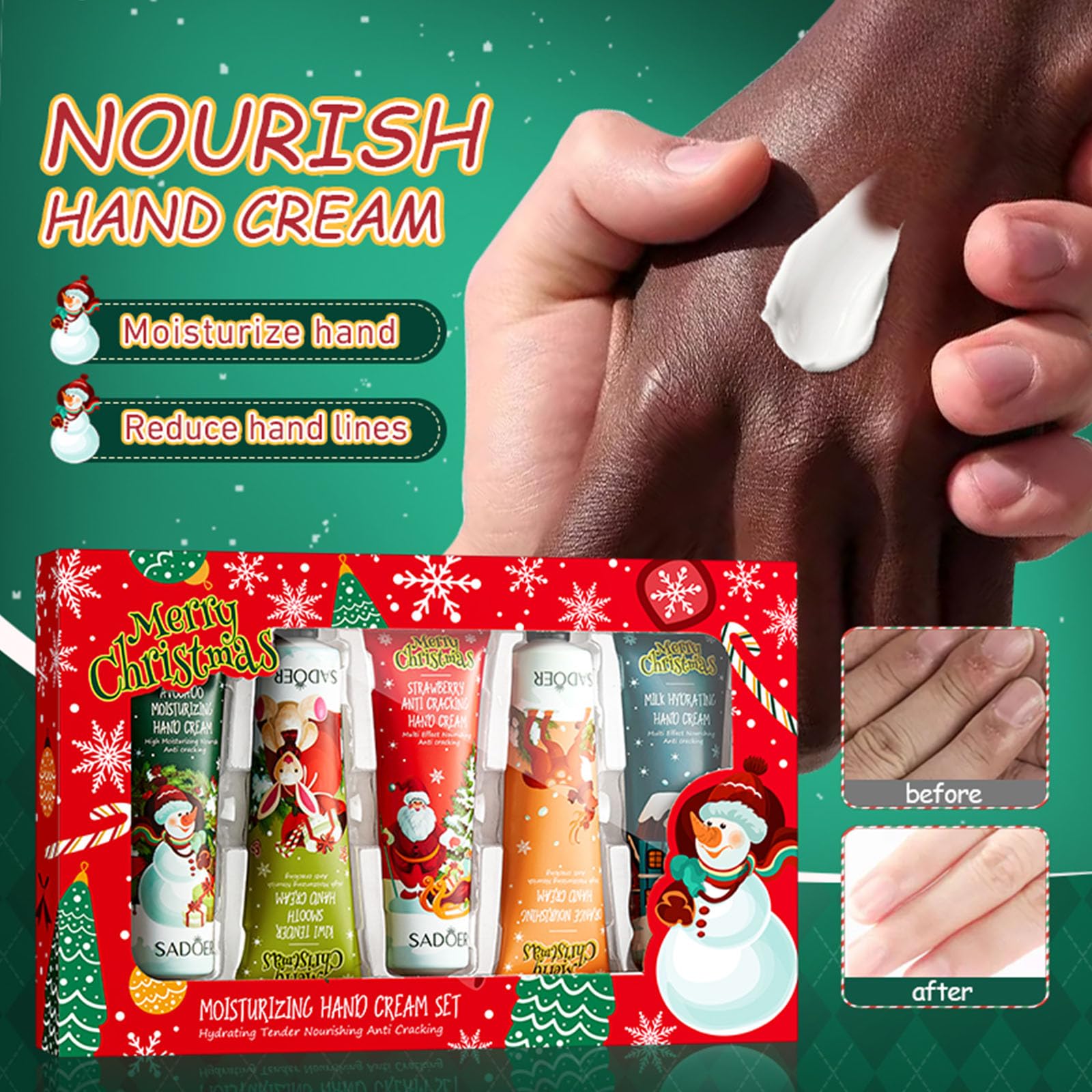 5 Pieces Christmas Edition Hand Creams, Hand Cream Gift Set, Hand Cream ...