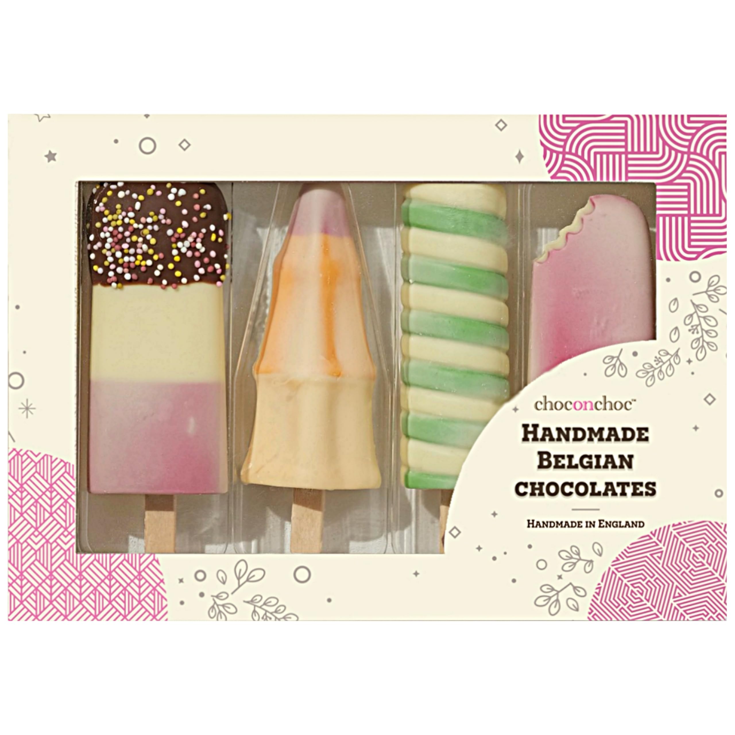 Choc On Choc Handmade Chocolate Ice Lollies Set 175g – Fun Milk, White ...