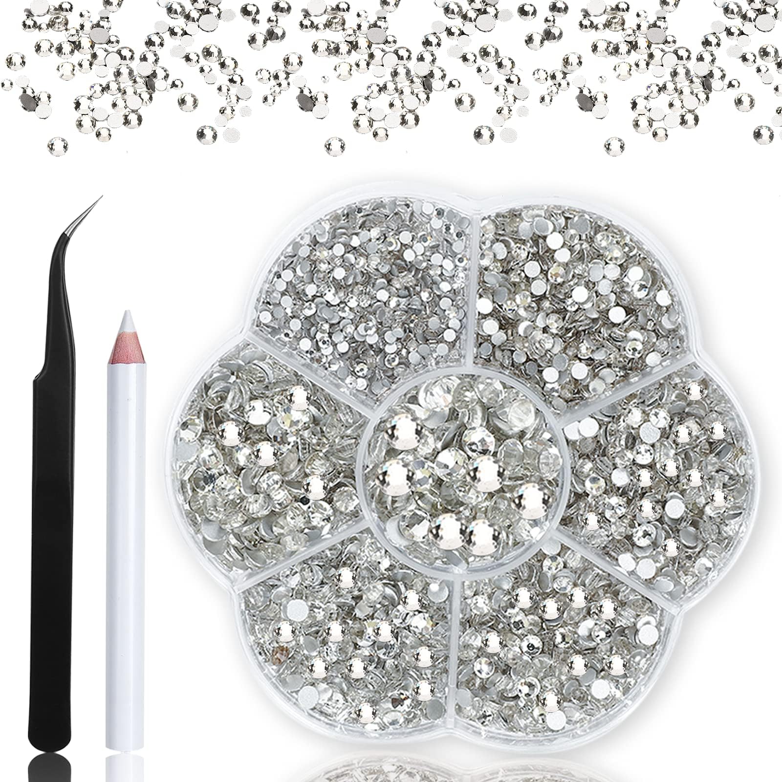 Amazon.com: HUETFAT 8800Pcs Silver Pixie Nail Crystals Rhinestones-1 ...