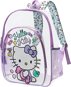 Amazon.com | Fast Forward Hello Kitty Backpack - Water Resistant Clear ...