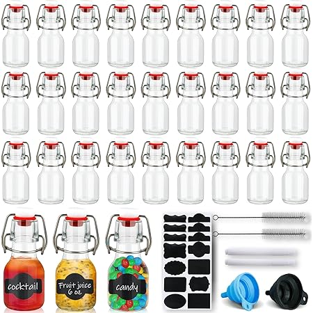 Amazon.com: Queekay 20 Pcs Mini Flip Top Glass Bottle with Stoppers ...