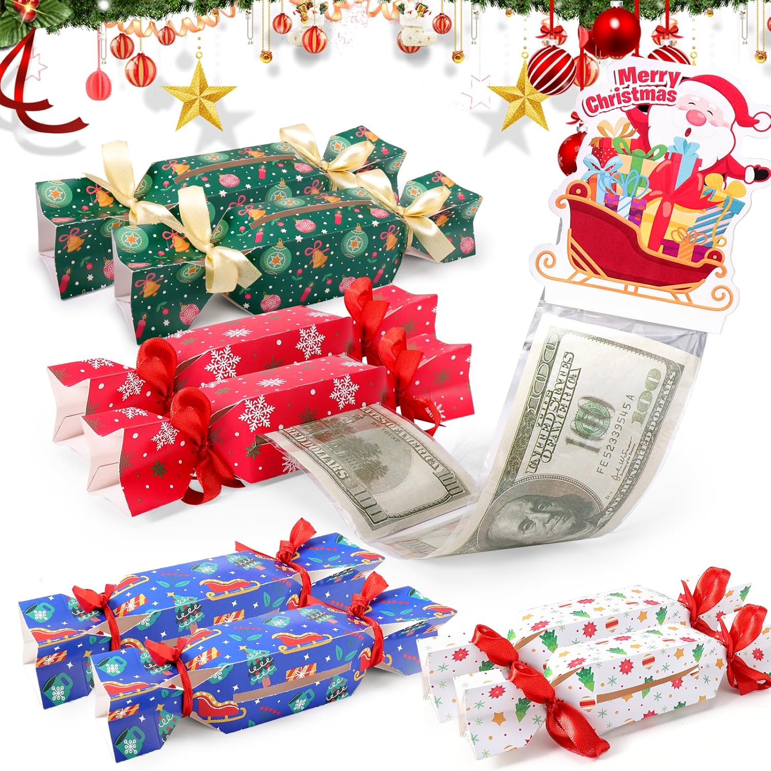Amazon.com: Vodolo 8pc Christmas Money Boxes - Funny Surprise Pull ...