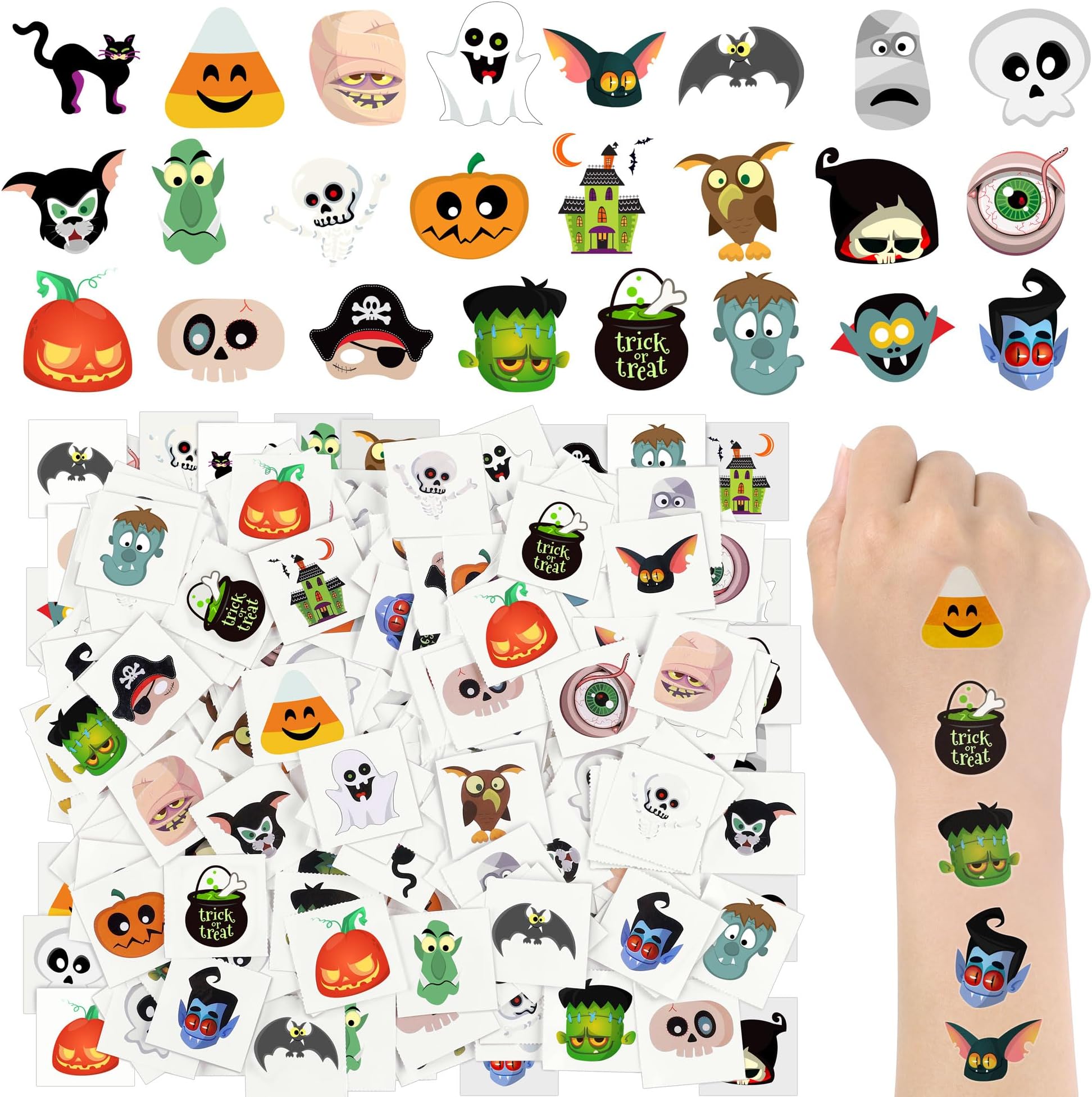 Amazon.com : Konsait 96 PCS Halloween Temporary Tattoos for Kids, Pre ...
