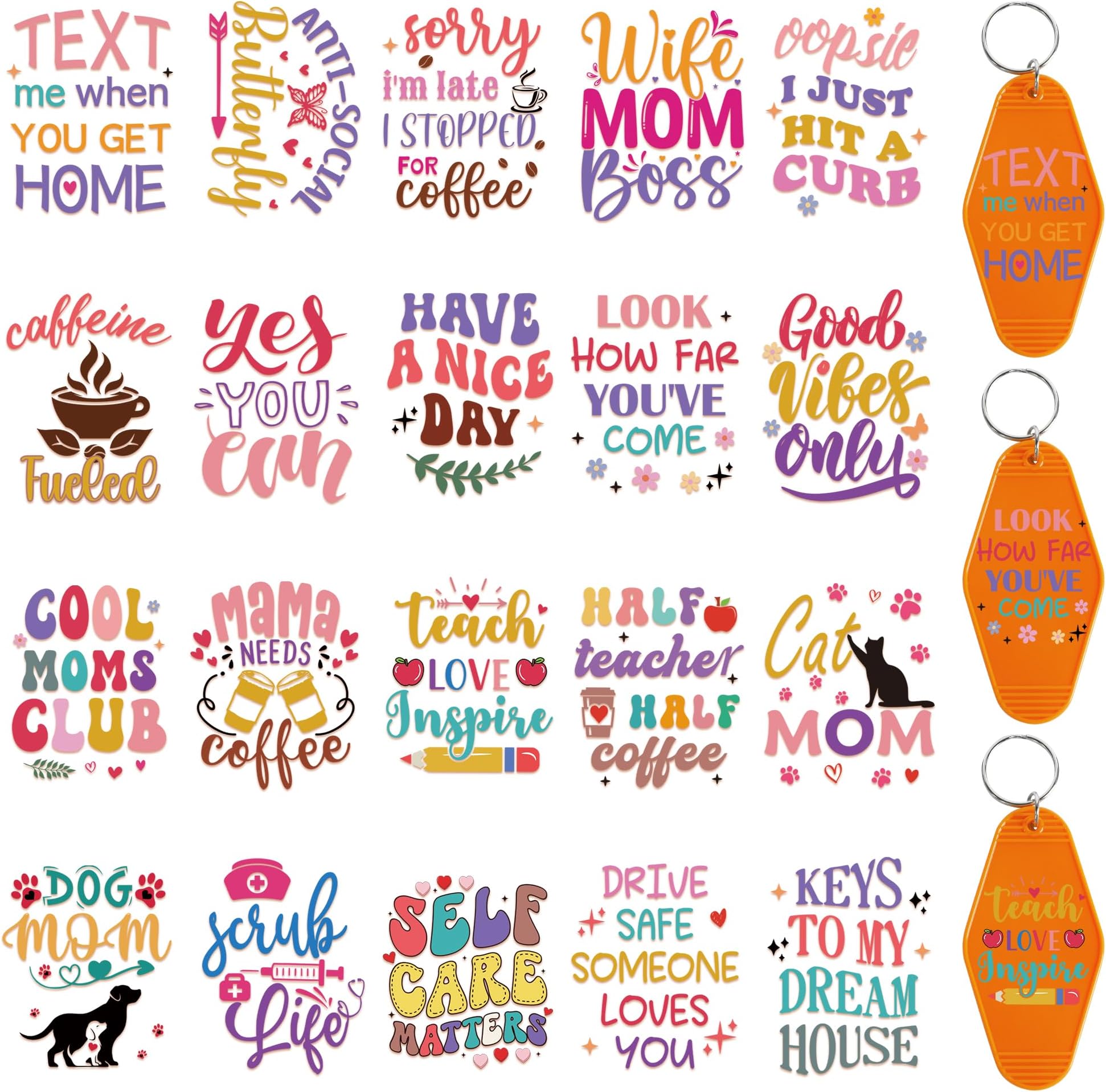 Amazon.com: UV DTF Transfer Stickers for Keychain: 8 Pcs UV DTF ...