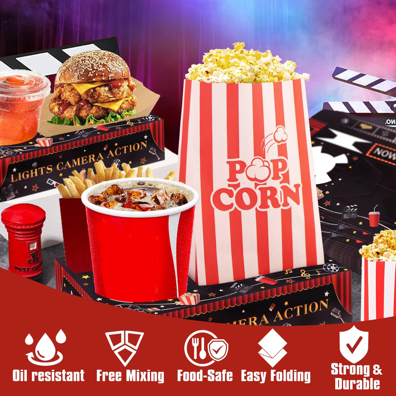 Snapklik.com : ENASGLOO 54 Pcs Movie Night Snack Trays