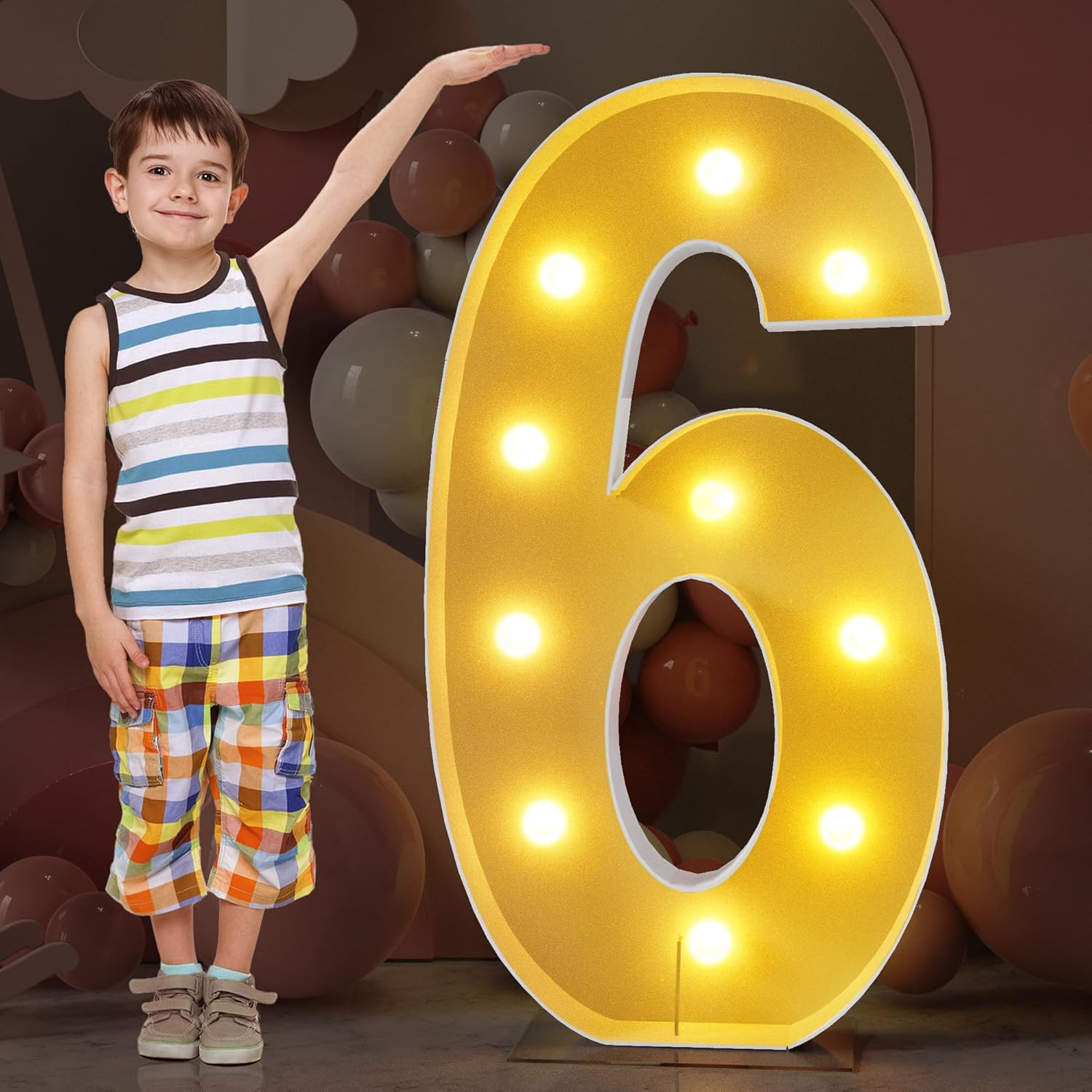 Amazon.com: Xiomot 4FT Marquee Light Up Numbers Mosaic Large Numbers 6 ...