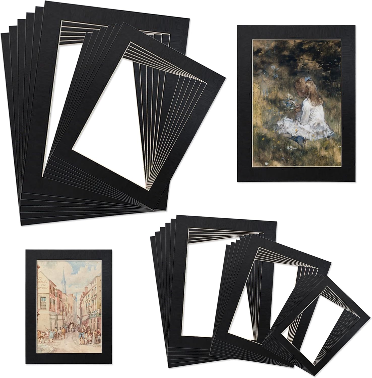 30 Pieces Picture Mats, 5 Sizes Black Pre-Cut Picture Mats Boards ...