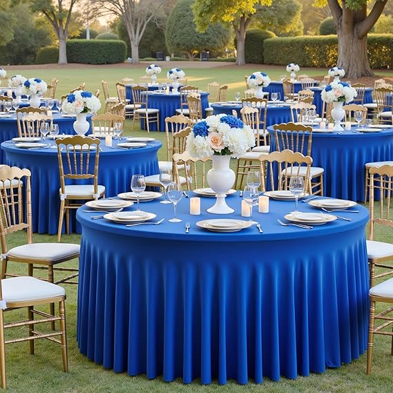 Amazon.com: Htper 6 Pack Royal Blue Spandex Round Tablecloths for ...