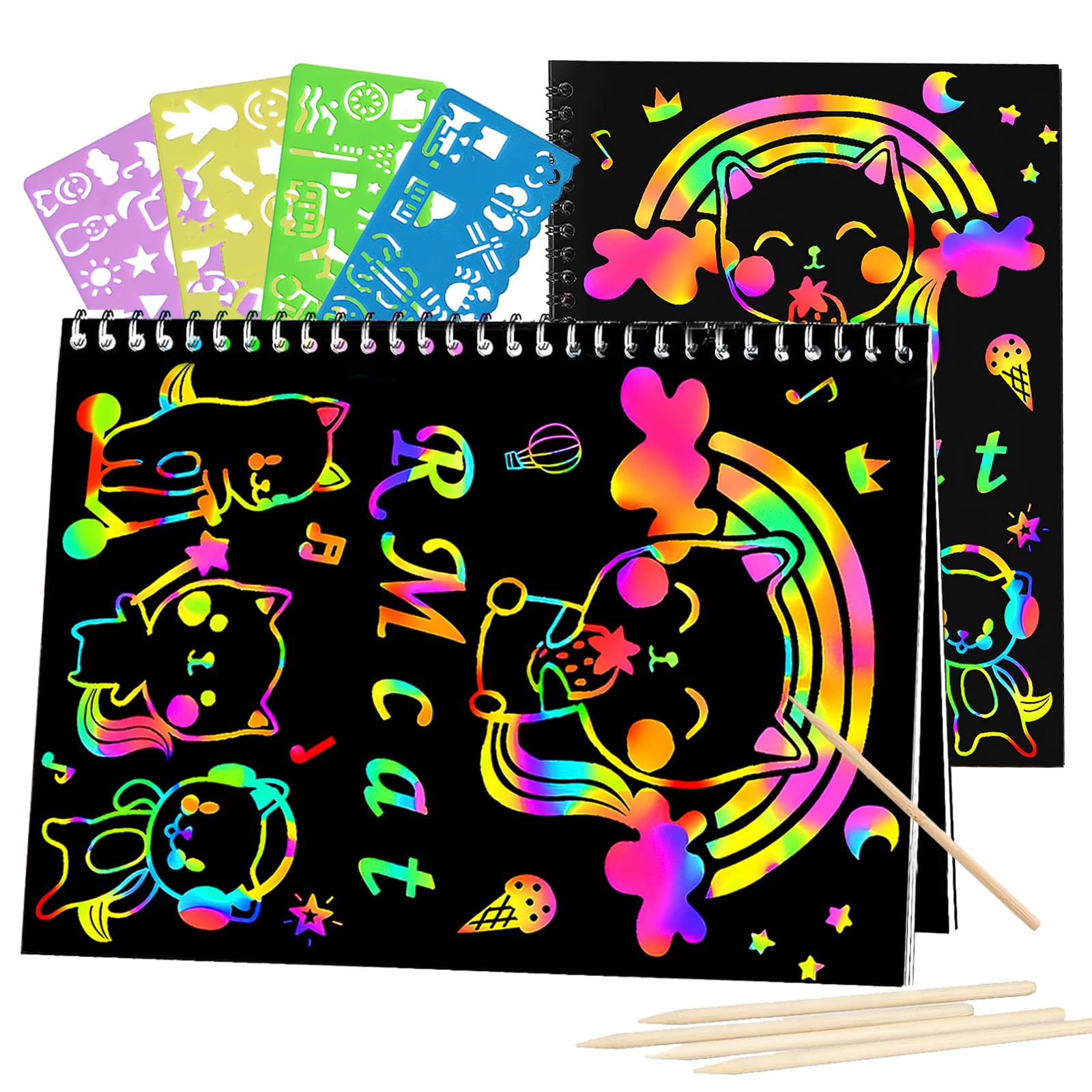 Scratch Art Book for 3-12 Year Olds, 2 Sets of Art and Craft Notebooks ...