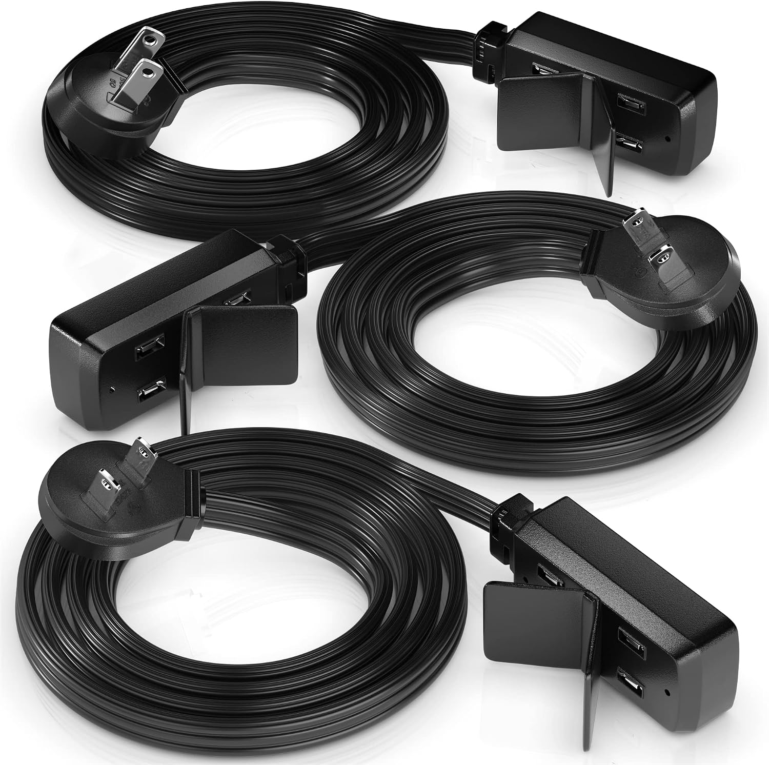 Maximm Cable 3 Foot Flat Plug Extension Cord/Wire, Multi Outlet ...
