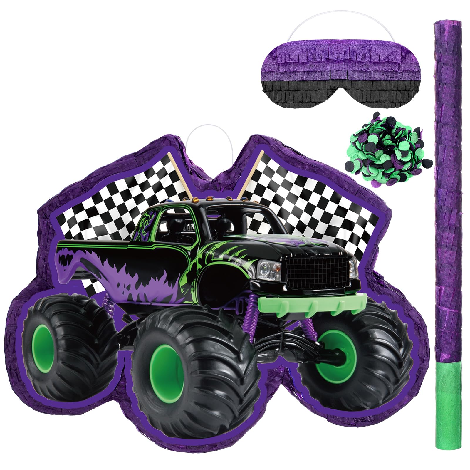 Amazon.com: WinnerWhy Green and Purple Truck Piñata of Monster Piñata ...