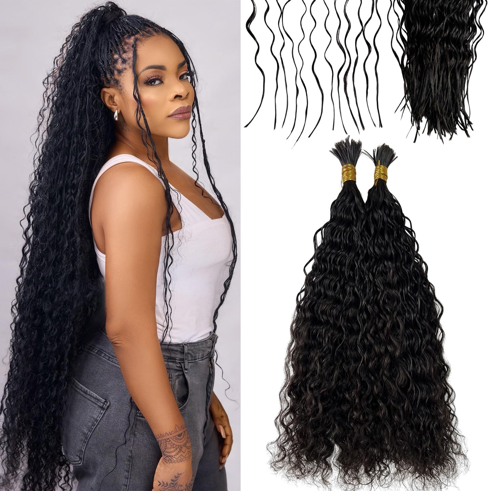 Amazon.com : Lvnatu Double Drawn Deep Wave Bulk Human Hair for Braiding ...