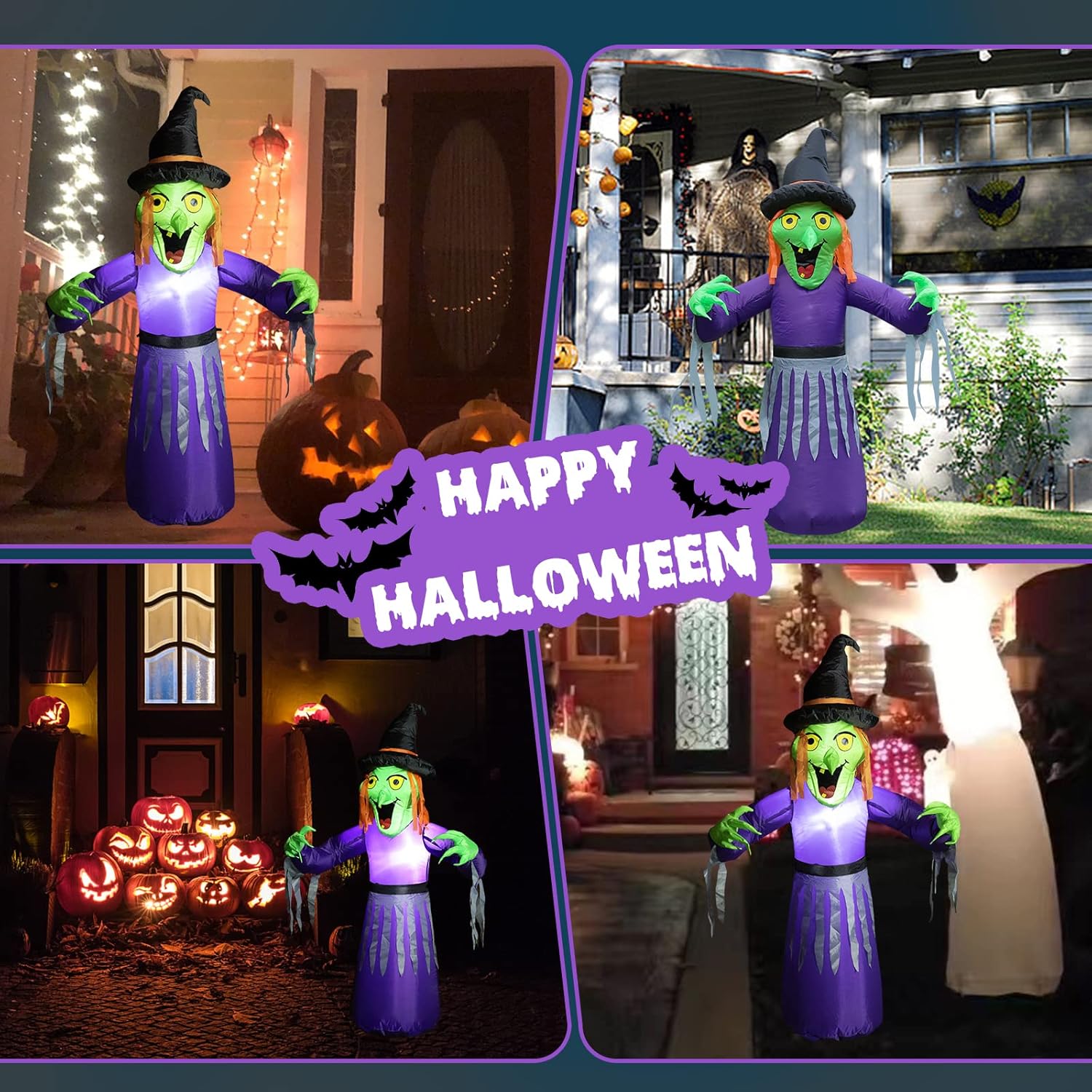 Buy VCUTEKA Halloween Inflatable Outdoor Witch 4FT - Green Witch ...