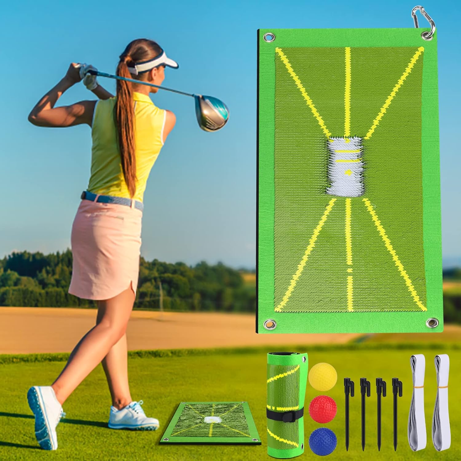 Portable Golf Training Mat,Mini Golf Hitting Mat for Swing Detection ...