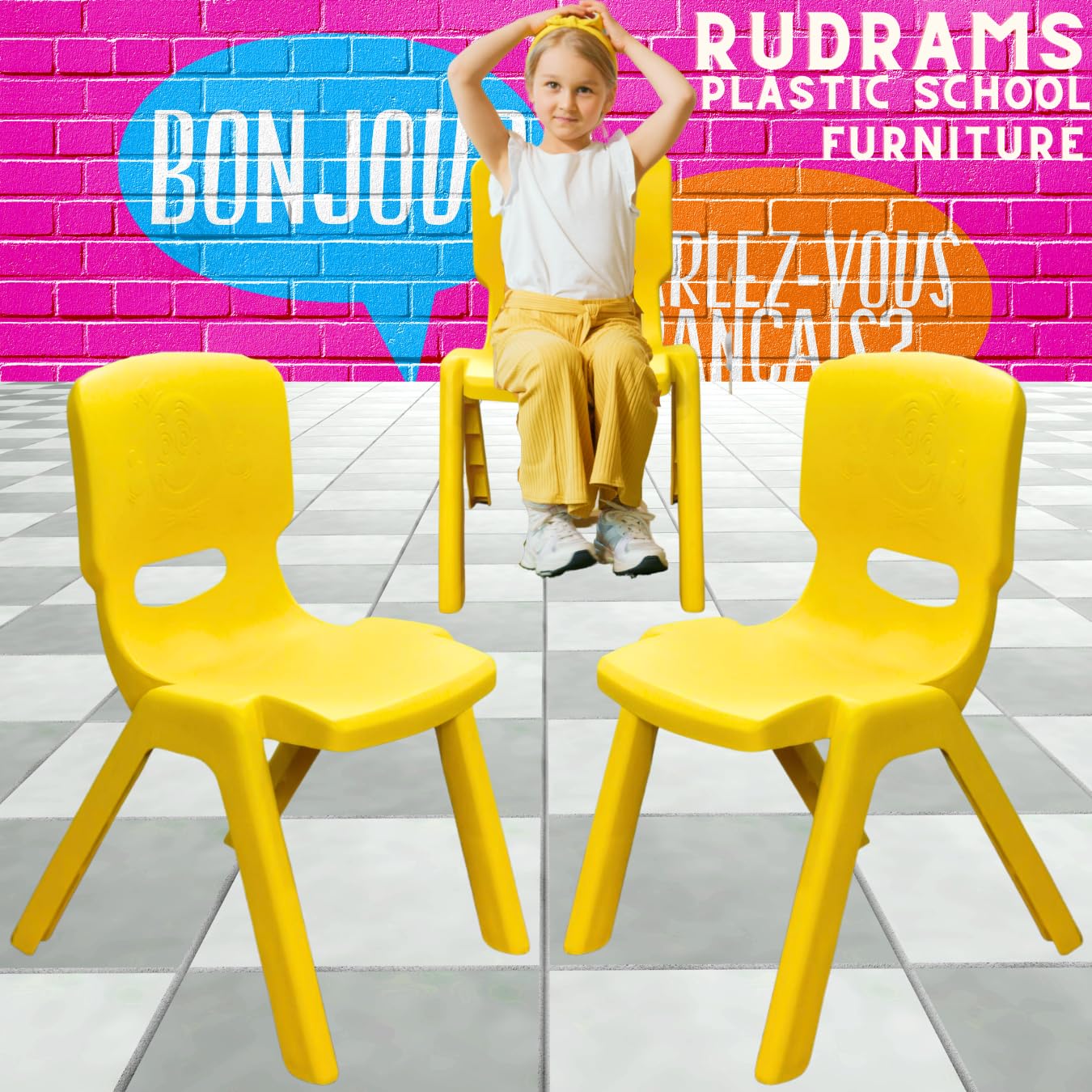 RUDRAMS Big Kids Chair for 4 to 10 Years | Strong Plastic Chair for ...