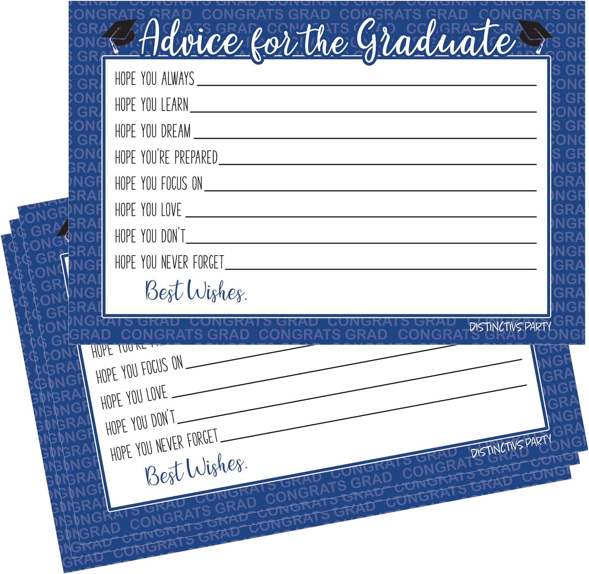 Amazon.com: luixd 30 Minimalism Graduation Advice & Wishes Cards - Blue ...
