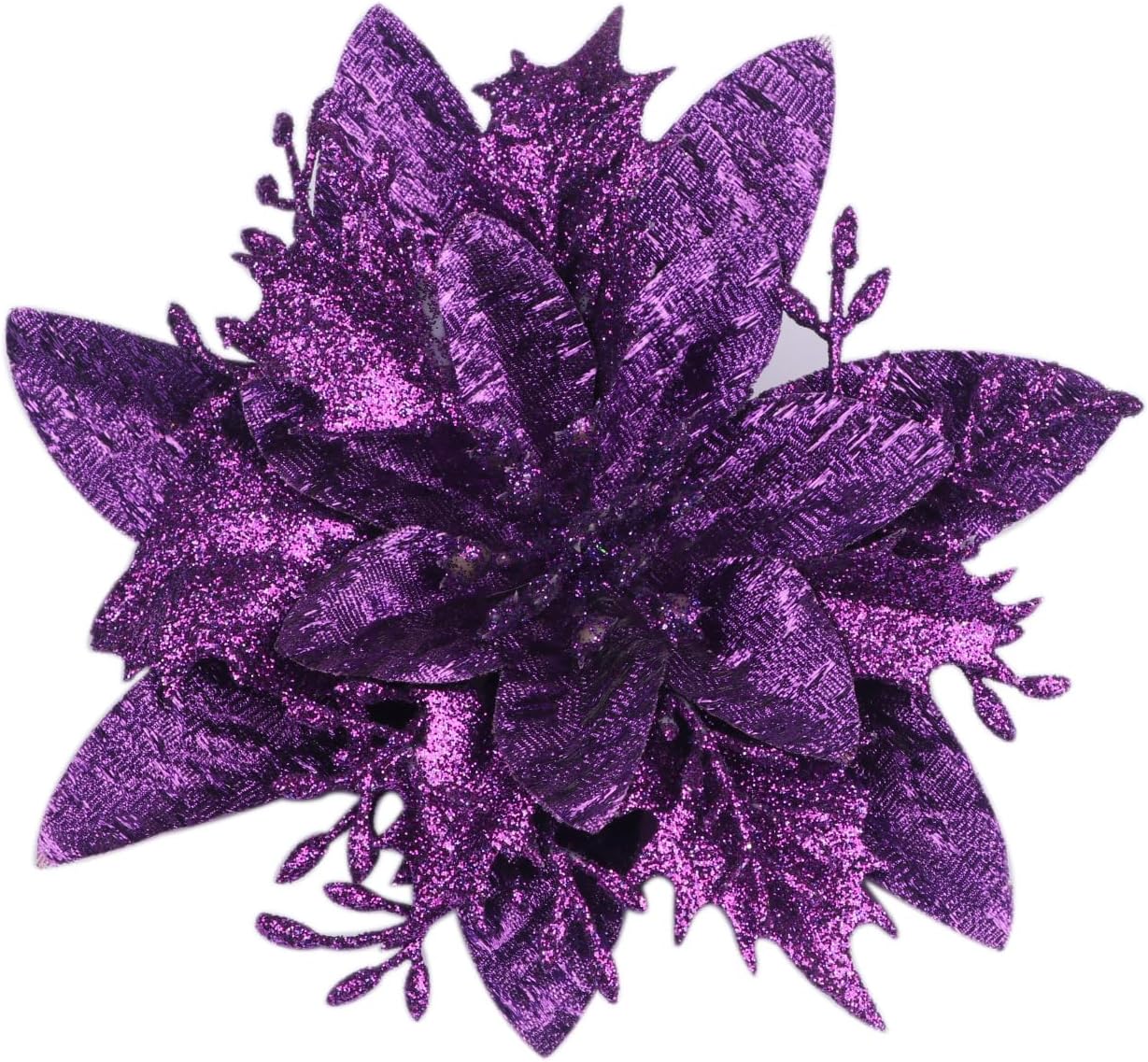 Amazon.com: YYCRAFT 12pcs Glitter Poinsettia Flowers 6 Inch for ...