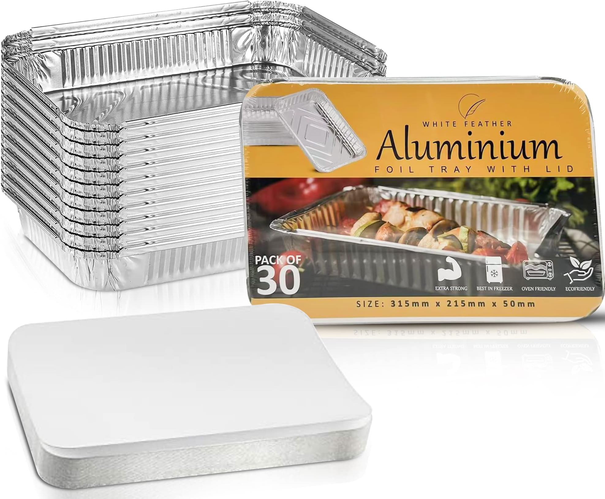 ZXPR Aluminium Foil Trays with Lids - Pack of 20 & 30 Pcs Disposable ...