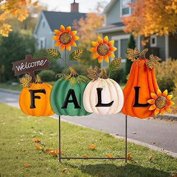 Amazon.com: Lanpn Fall Garden Stakes Decorative, Letter Fall Pumpkin ...