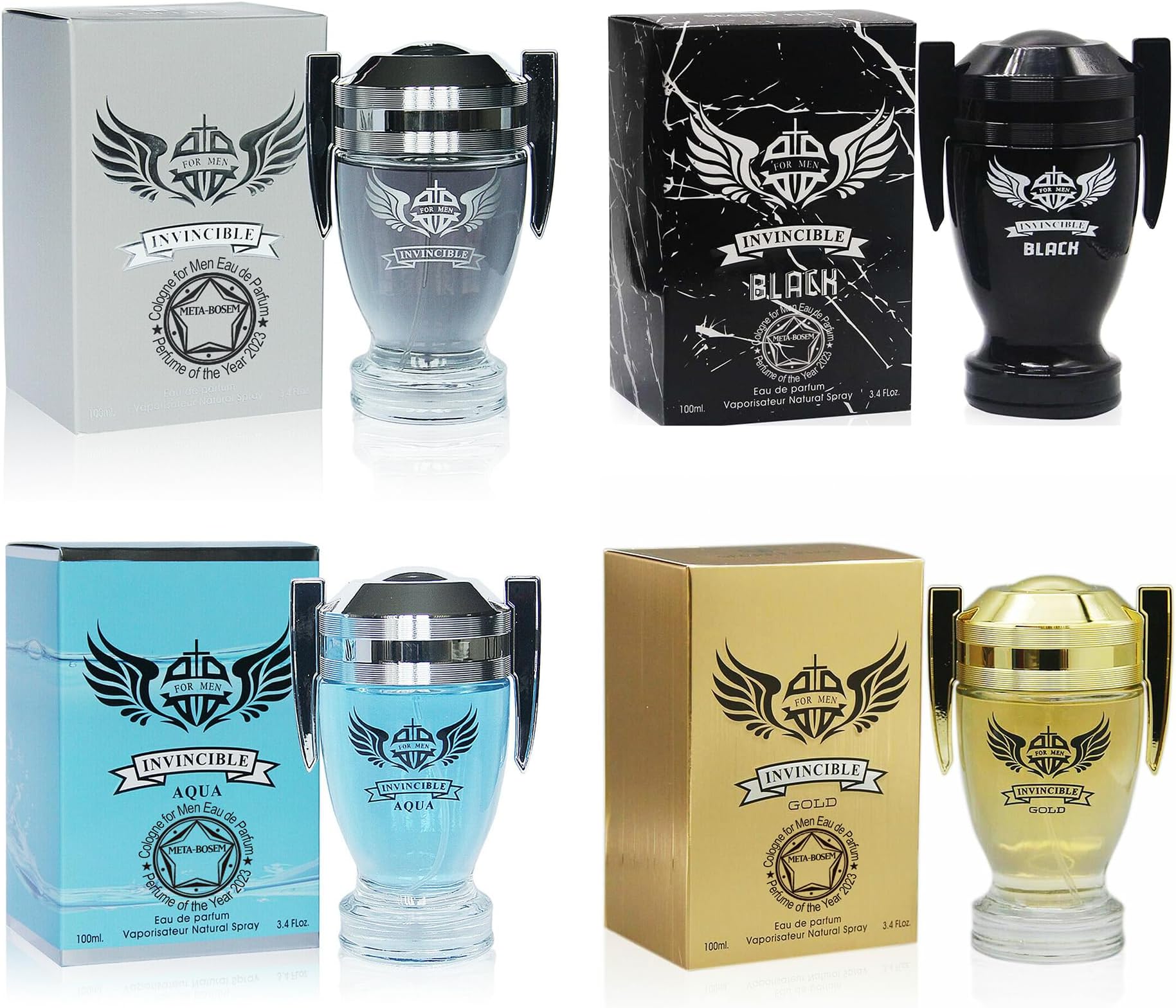 Amazon.com : META-BOSEM Invincible 4-Pc Set Cologne for Men Classic ...