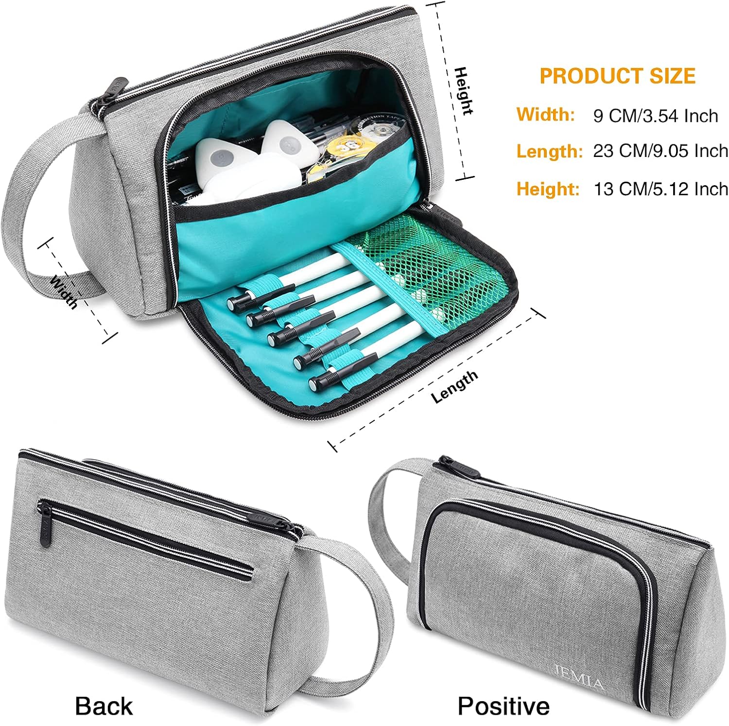 JEMIA Multi Compartments Collection 3 Independent Zipper Compartments ...