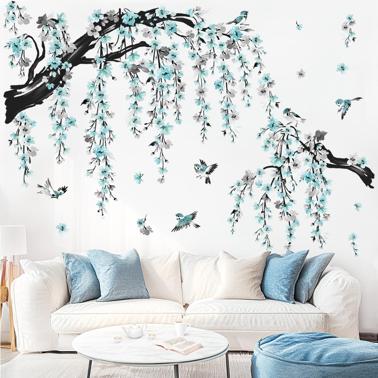 Amazon.com: Pink Flower Tree Wall Stickers, Removable DIY Romantic ...